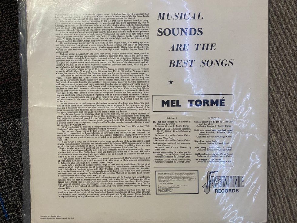 "Musical Sounds Are the Best Songs" by Mel Torme - Travel, Reviews & Music